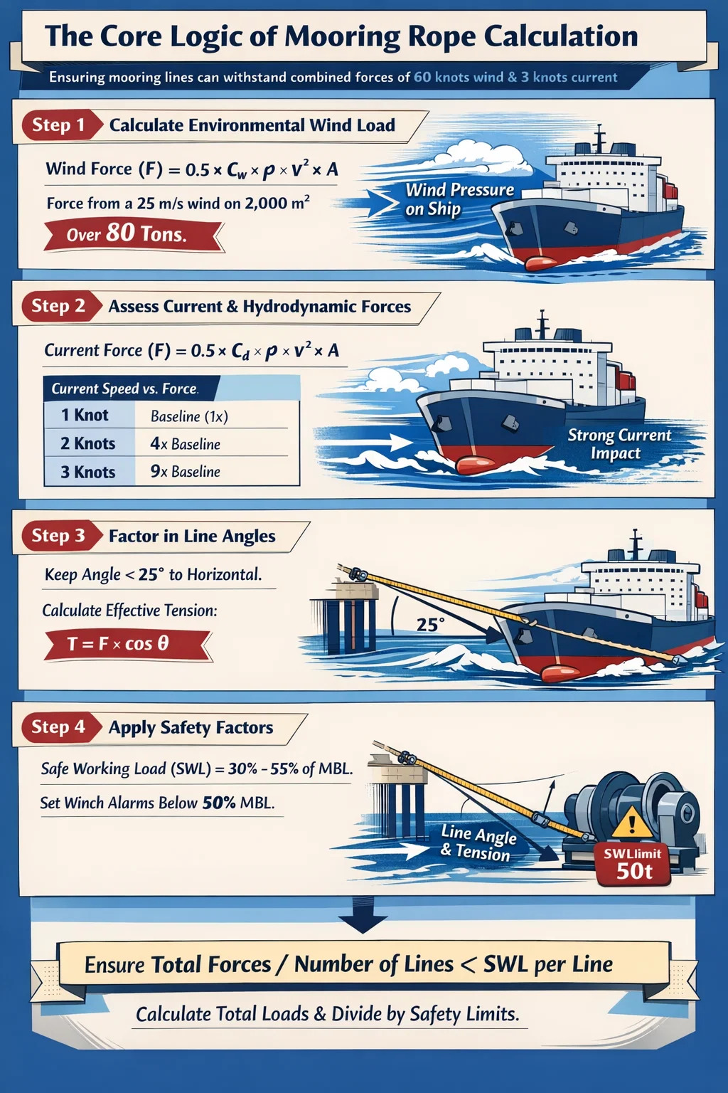How to Calculate Mooring Rope Size and Strength for Ships
